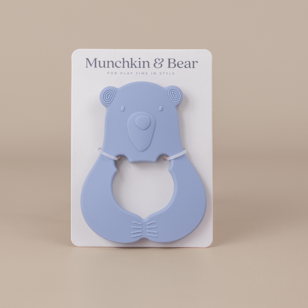Buster the Bear Teether - Dusty Blue – Munchkin & Bear