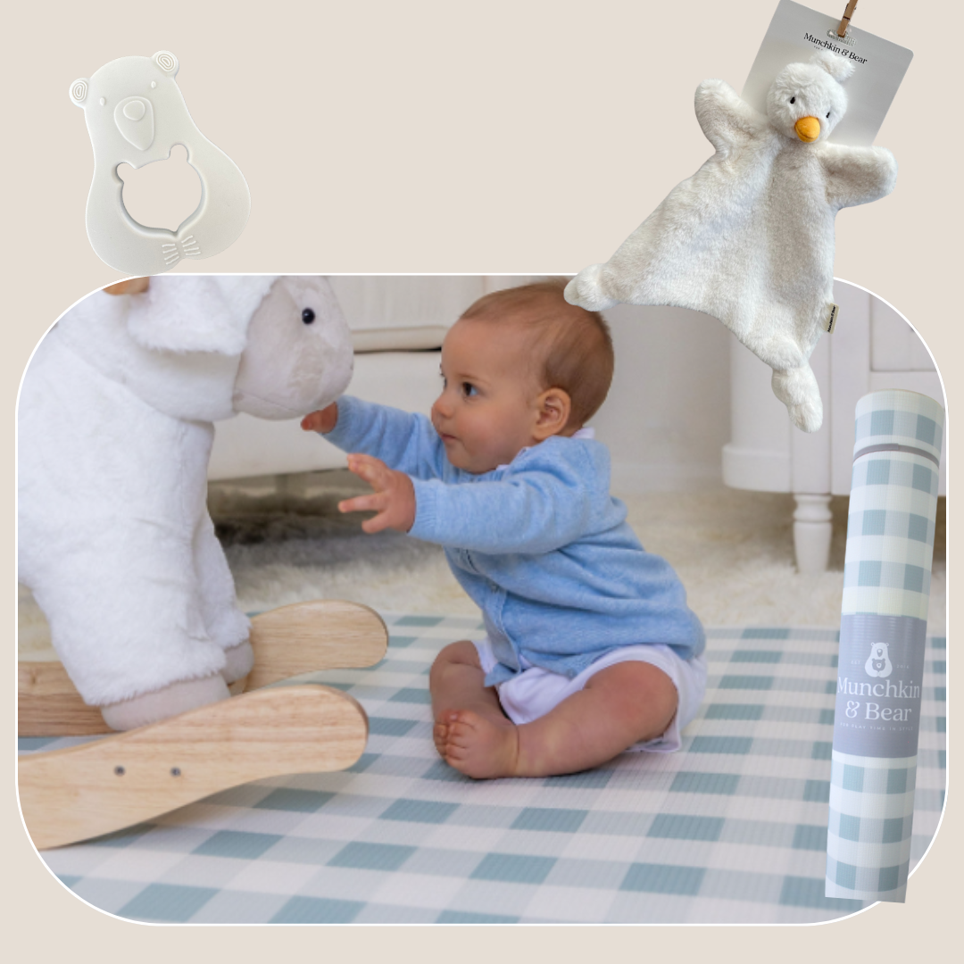 Gingham Play Mat & Toy Bundle – Munchkin & Bear